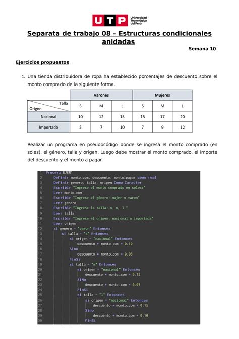 Separata 08 Unidad 02 Ejercicios De Algoritmos Realizados En Pseint Principios De