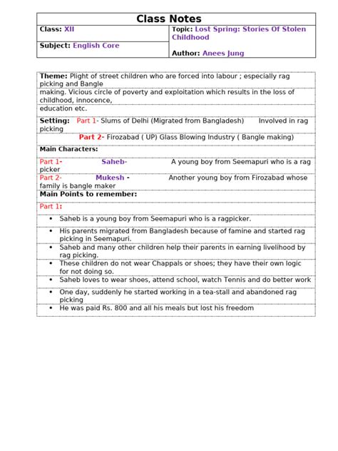 Lost Spring Notes Pdf Metaphor