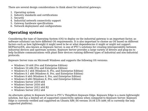 Gateway Considerations Dell Validated Design For Manufacturing Edge With Ptc Design Guide