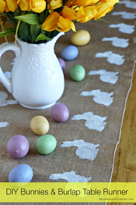 Rustic Easter Table Decor Bunny Burlap Runner