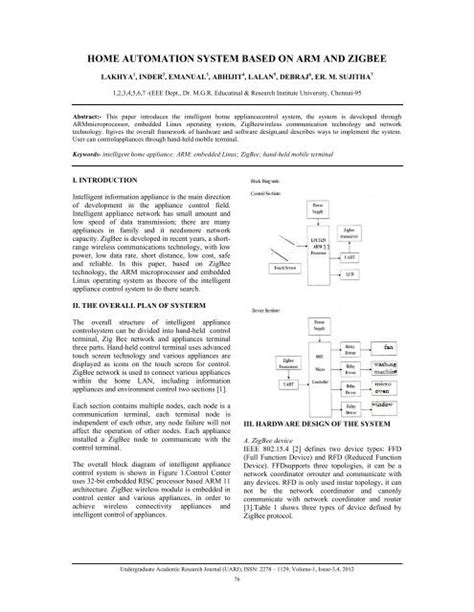 Home Automation System Based On Arm And Zigbee Irnet Explore