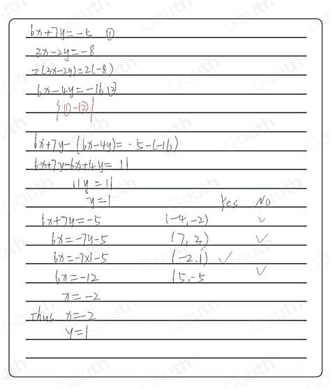 Solved For Each Ordered Pair Determine Whether It Is A Solution To The System Of Equations