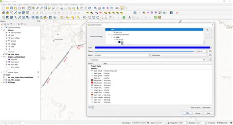 Symbology Qgis How To Combine A Single Line And A Centered Short And Constant Offset Arrow