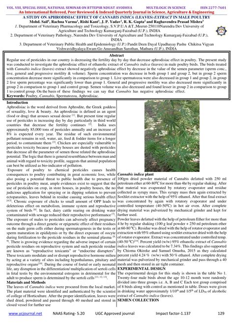 Pdf A Study On Aphrodisiac Effect Of Cannabis Indica Leaves Extract