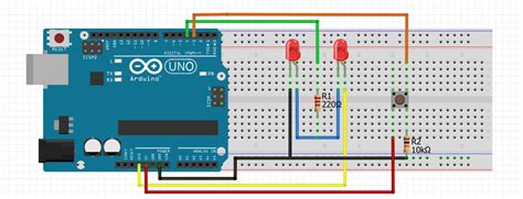 Lampu Led Flip Flop Blingking Led 1 Pin Output Dengan Onoff Push Button Menggunakan Arduino