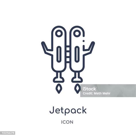 미래 기술 개요 컬렉션에서 선형 제트 팩 아이콘 얇은 라인 제트 팩 아이콘 흰색 배경에 고립입니다 제트 팩 유행 그림 거북이에 대한 스톡 벡터 아트 및 기타 이미지 Istock