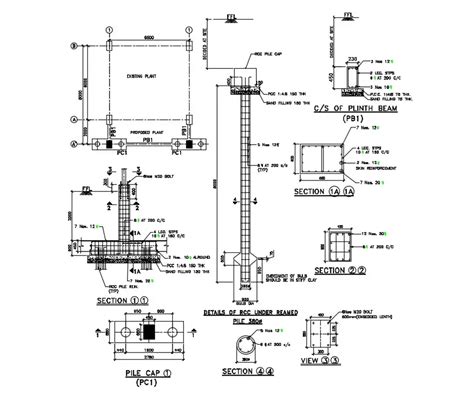 Detail Of The Rcc Pile Separated In This Autocad Drawing File Download This 2d Autocad Drawing