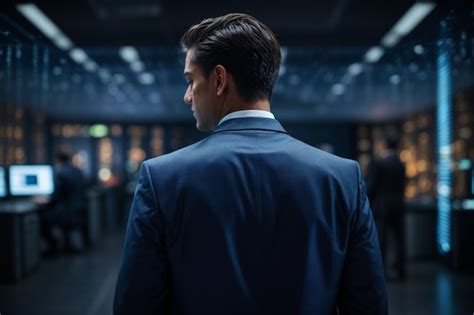 Premium Ai Image A Businessman Is In A Hightech Office Or Workspace