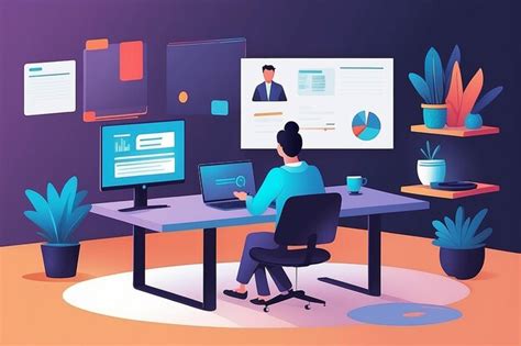 A Collaborative Digital Workspace With Multiple Devices Premium Ai Generated Image
