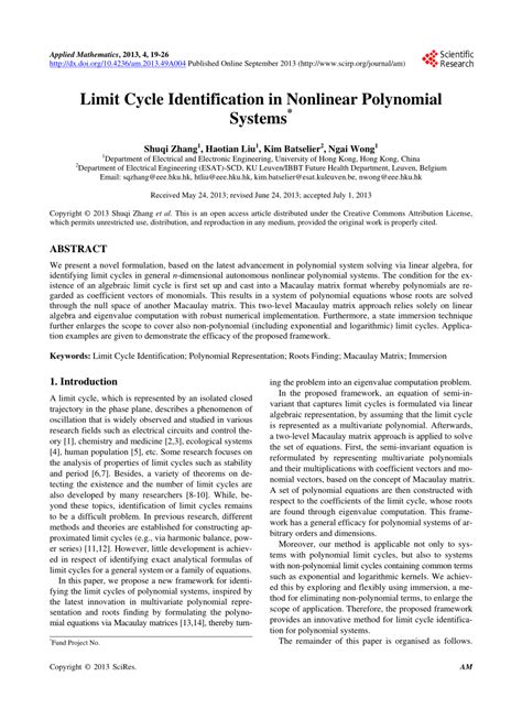 pdf limit cycle identification in nonlinear polynomial systems