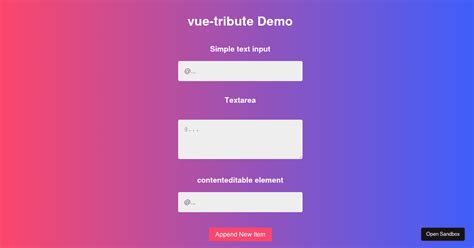 Vue Mention Examples CodeSandbox
