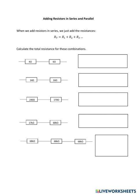 Resistors In Series Online Exercise For Live Worksheets