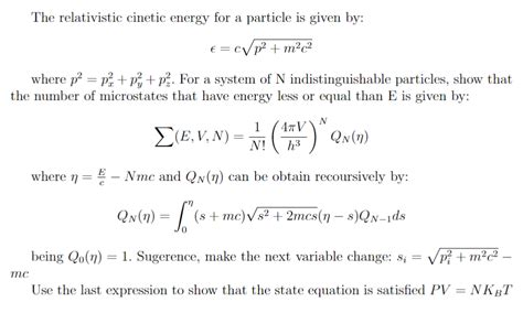 Solved The Relativistic Cinetic Energy For A Particle Is