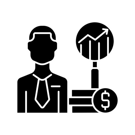 Financial Analyst Black Glyph Icon Specialist Undertaking Analysis