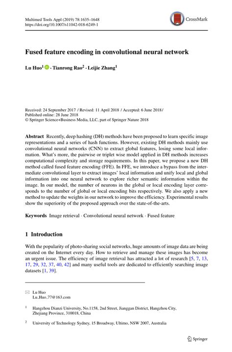 Pdf Fused Feature Encoding In Convolutional Neural Network