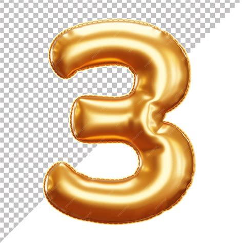 Premium Psd 3d Gold Helium Foil Balloon Number 3