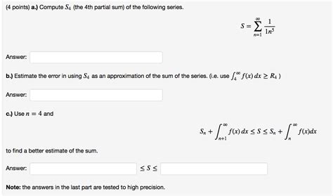 Solved Compute S The Th Partial Sum Of The Following Chegg