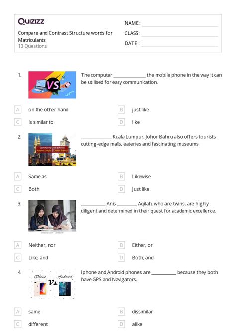 50 Compare And Contrast Worksheets On Quizizz Free And Printable