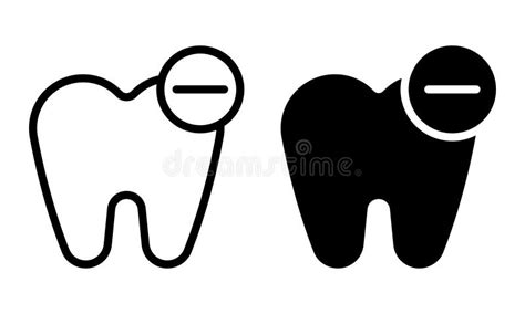 Remove Tooth Icon With Outline And Glyph Style Stock Vector