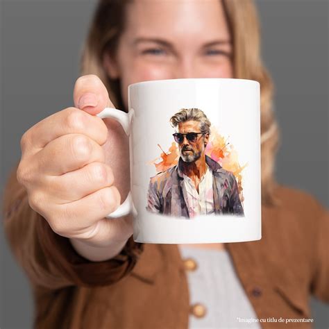 Чаша с Джордж Клуни Звезда Художник Актьор Холивуд Многоцветна 330 мл Керамика с бяла