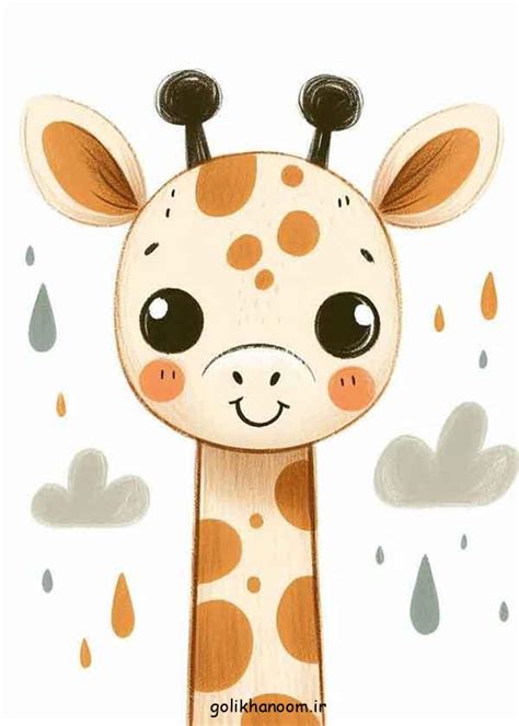 نقاشی زرافه 2024؛ با طرح های آسان برای کودکان با مداد رنگی جهت ایده و چاپ گلی خانوم