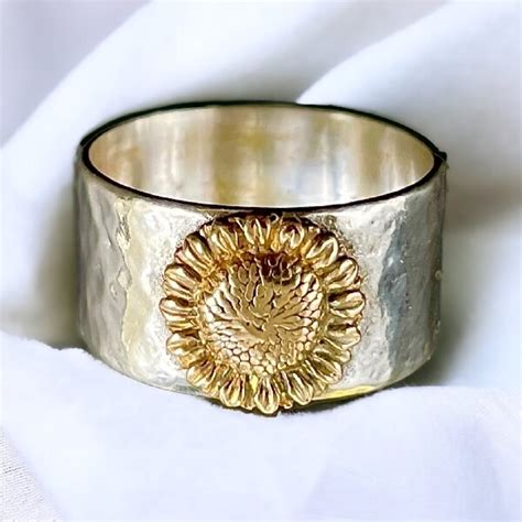 Earth Grace Sunflower Ring Flintski Jewelry