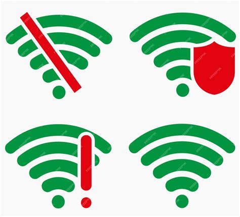 Set Of Error Secure And No Wifi Signs Collection Of Warning Icons Security Symbols And Network