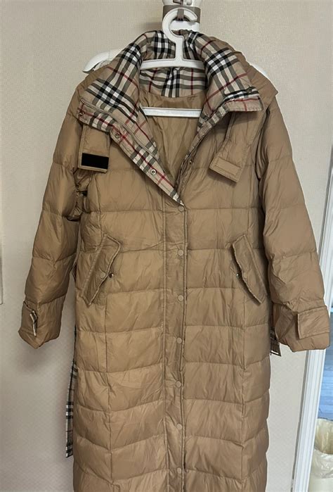 베이지 타탄 체크 롱패딩 당근 중고거래