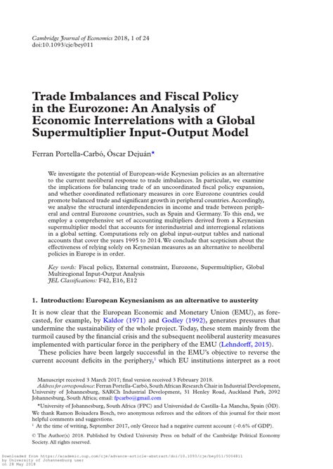 pdf trade imbalances and fiscal policy in the eurozone an analysis