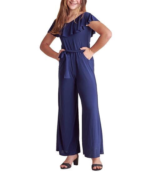 Un Deux Trois Big Girls 7 16 Flutter Jumpsuit Dillards