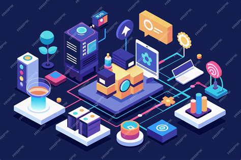Isometric Illustration Depicting A Data Center Network With Various Devices Servers And