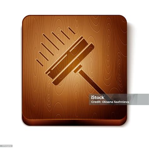 흰색 배경에 격리 된 창문 아이콘용 고무 클리너가있는 갈색 청소 서비스 스퀴지 스크레이퍼 와이퍼 나무 사각형 버튼입니다 벡터