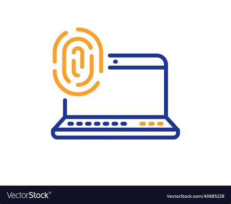 Computer Fingerprint Line Icon Finger Print Scan Vector Image
