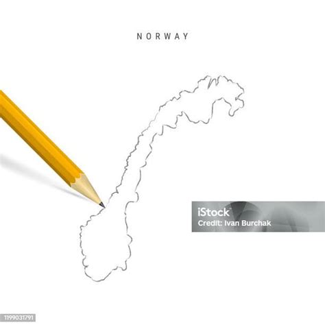 흰색 배경에 격리 된 노르웨이 자유형 스케치 윤곽선 벡터 맵 3차원 형태에 대한 스톡 벡터 아트 및 기타 이미지 3차원 형태 갈음질 검은색 Istock