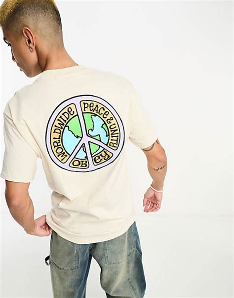 Obey Peach And Unity T Shirt In Gebroken Wit Asos