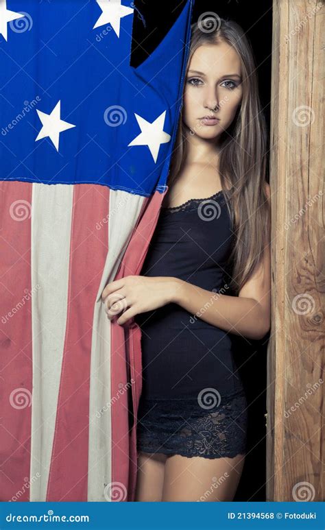 American Flag Girl Model