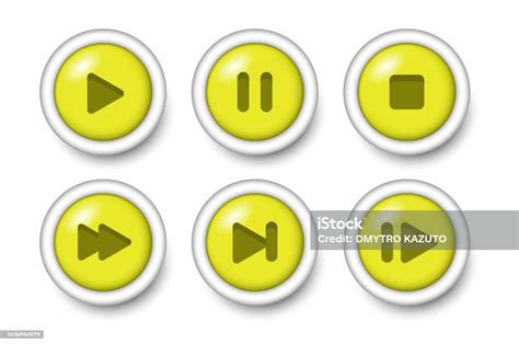 멀티미디어 버튼 3d 재생 버튼 세트 만화 아이콘 재생 일시 중지 앞으로 건너 뛰고 중지합니다 흰색 배경에 고립 된 벡터 클립 아트 구에 대한 스톡 벡터 아트 및 기타