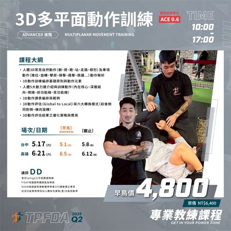 台灣體適能運動發展協會 💥 全面升級你的訓練視角！ 你設計的動作，真的符合人體自然節奏嗎？ 3d多平面動作訓練，不只講肌肉，更講「動作邏輯」。 這堂課，帶你從評估、規劃到實作， 一次掌握
