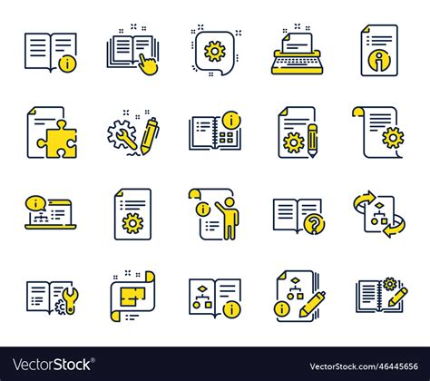 Technical Documentation Line Icons Set Royalty Free Vector
