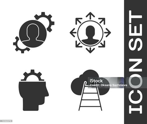 구름으로 이어지는 사다리를 설정 내부 기어인간 내부 기어와 프로젝트 팀 기본 아이콘인간 벡터 개념에 대한 스톡 벡터 아트 및 기타 이미지 Istock