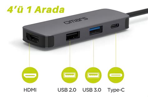 Omars Port Usb C Hub K Hdmi Video Transferi Usb Pd Usb A Ve Type C Hub Oklay C Adapt R