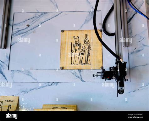 Cairo Egypt February 1 2025 Printing On Papyrus The Tourists Names In Hieroglyphics And