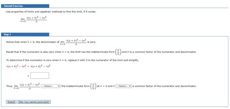 Solved Tutorial Exercise Use Properties Of Limits And