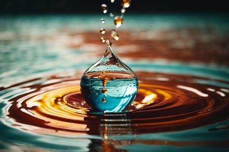 Premium Ai Image Drop Creating Ripple Effect In Liquid