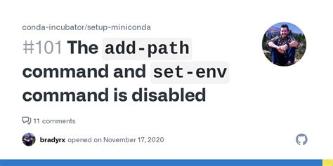 The `add Path` Command And `set Env` Command Is Disabled · Issue 101 · Conda Incubator Setup
