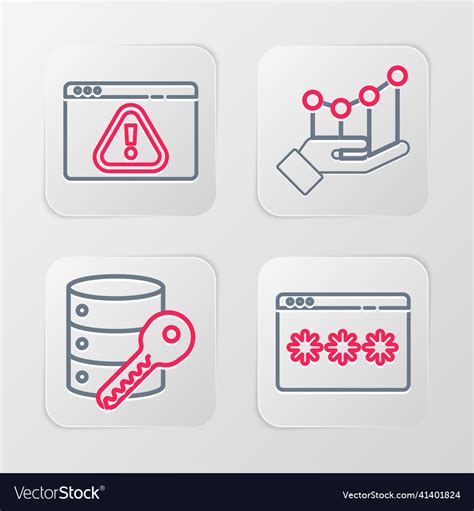 Set Line Password Protection Server Security Vector Image