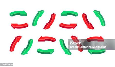 3d 레드 그린 교환 원 화살표가 설정되었습니다 흰색 배경에 분리된 화살표 아이콘으로 이동하는 벡터 등각 투영 라운드 3d 렌더링 새로 고침 다시 로드 앱 웹 광고에 대한