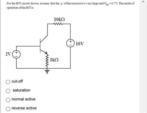 Solved For The BJT Circuit Shown Assume That Th SolutionInn