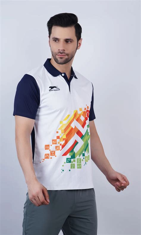 Khelo India T Shirt Navy White Shiv Naresh