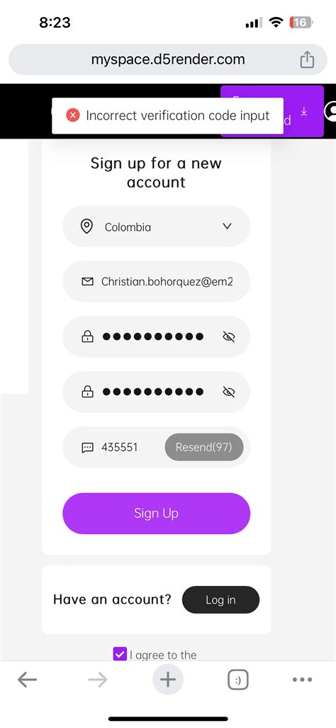 Sign Up Problem Incorrect Verification Code Get Help D5 Render Forum